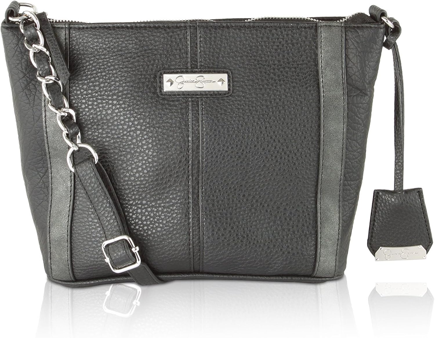 Jessica Simpson Womens Eliza Faux Leather Crossbody Handbag Black ...