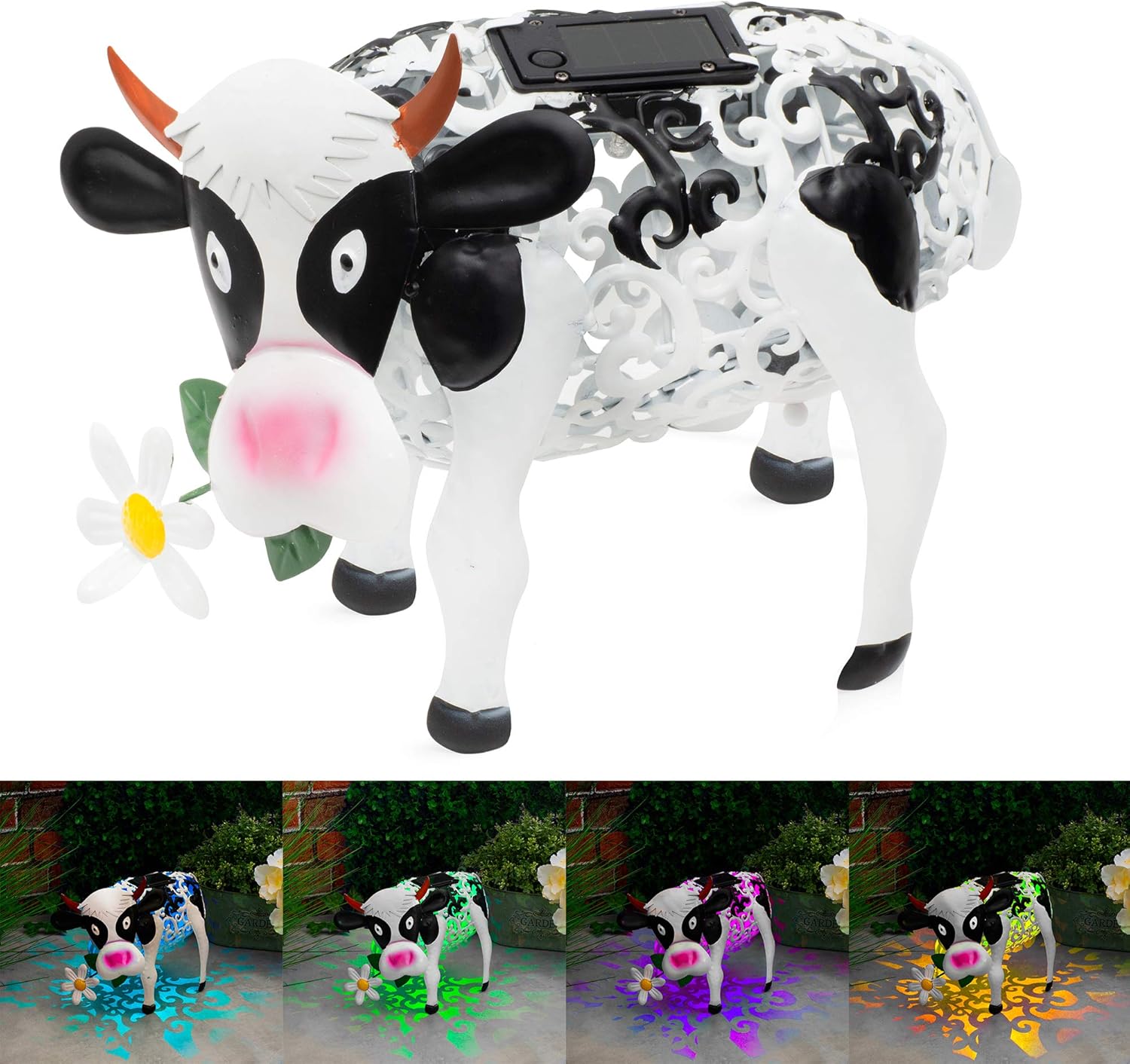 GloBrite Garden Solar Powered Cow,Colour Changing - Ornamental Light ...