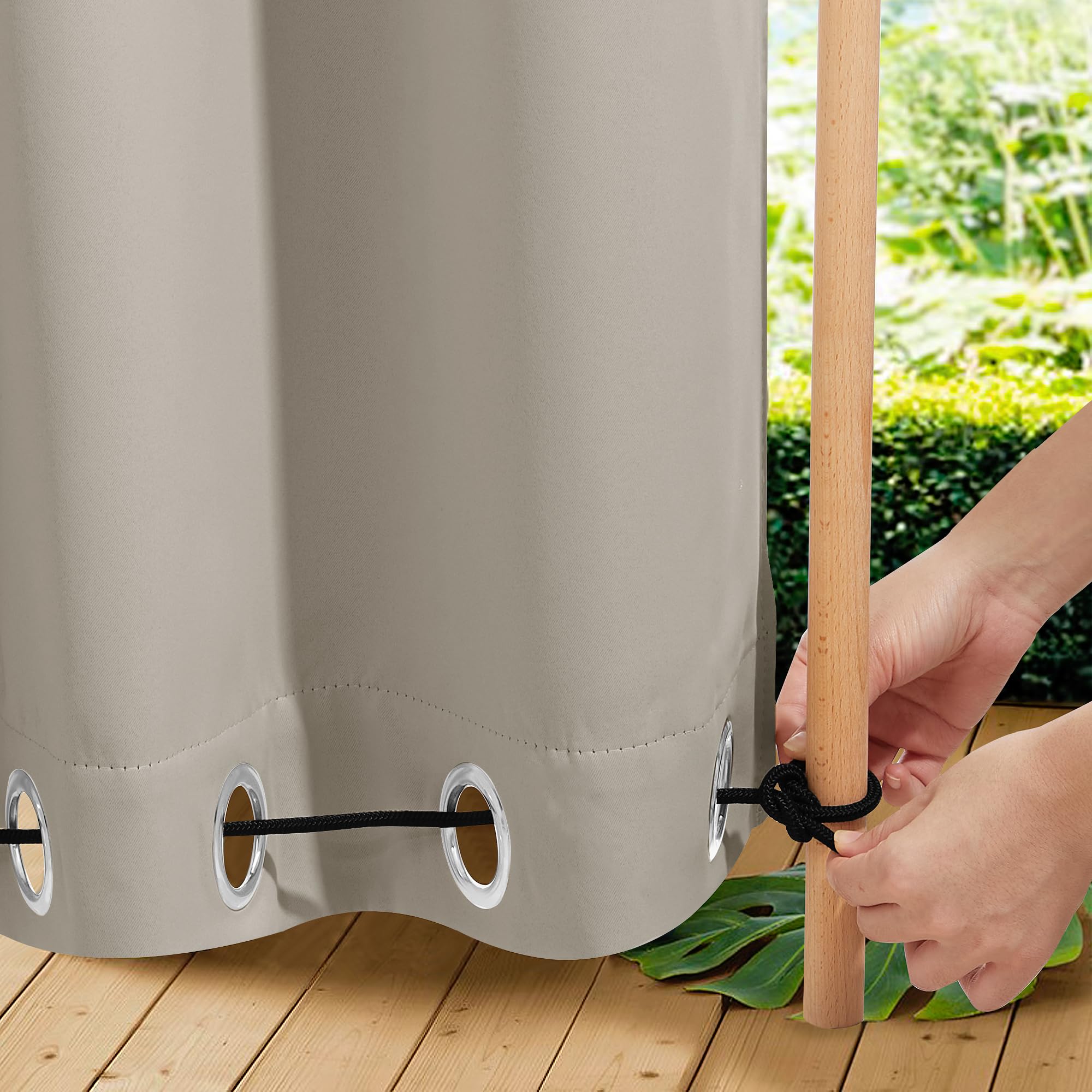 NICETOWN 2 Panels Fixed Outdoor Curtains for Patio Waterproof, Top ...
