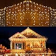 DEPOVOR Christmas LED Icicle Curtain Fairy Lights Outdoor Indoor ...