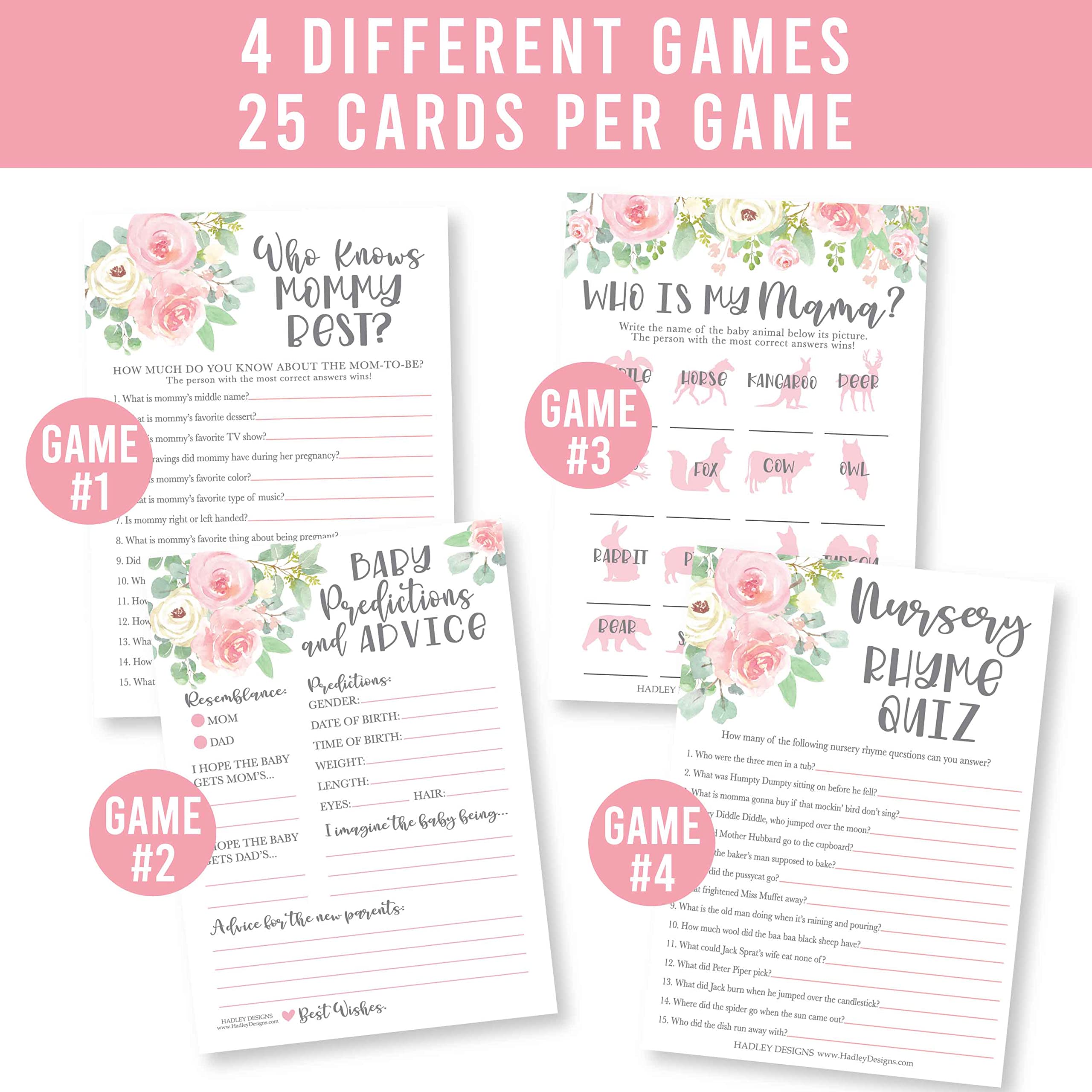 Mua Hadley Designs Baby Shower Games for 25 Guests - Pink Floral Baby ...