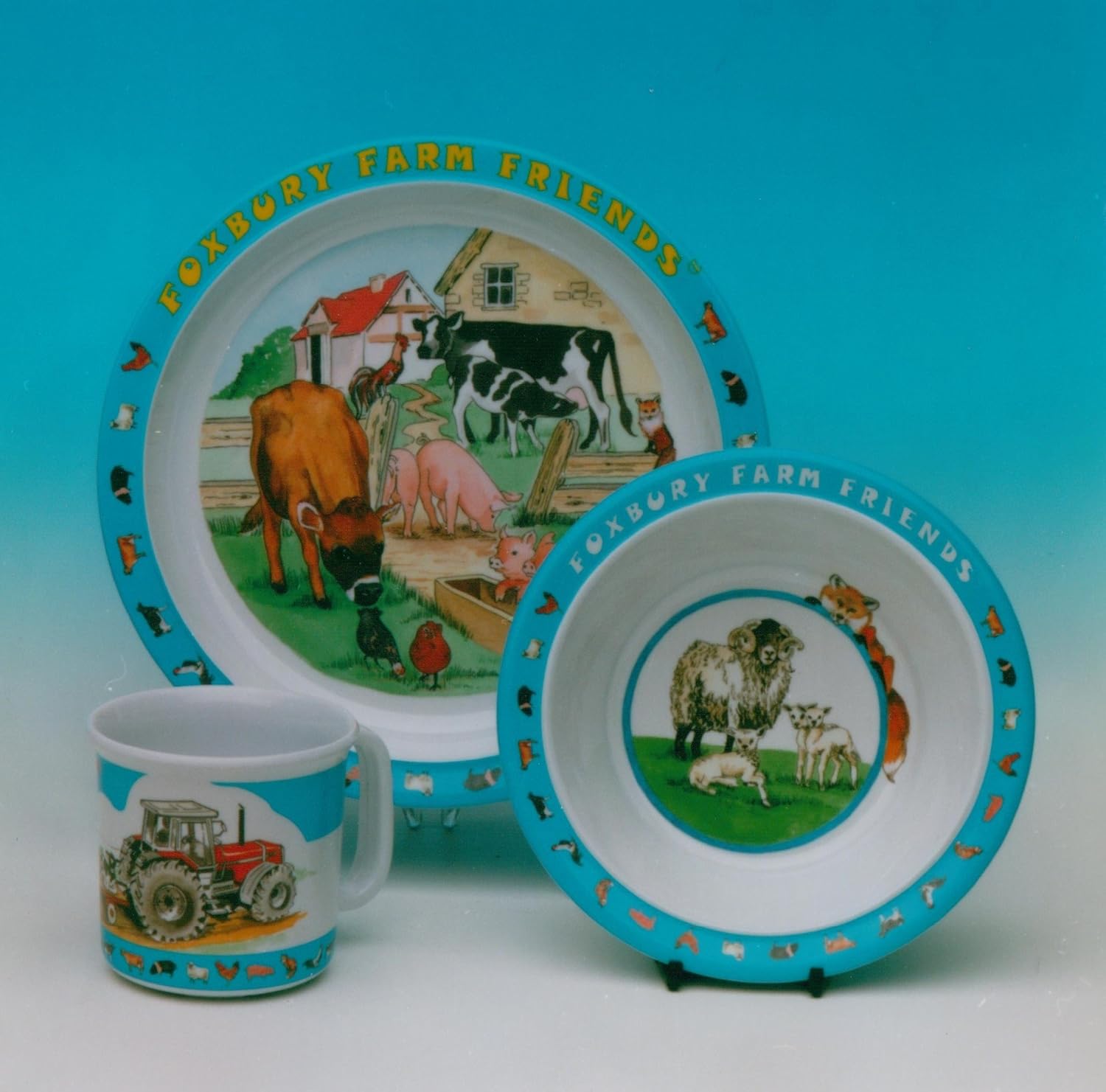 Children's Melamine Farm Animal Tableware 3-Piece Set: Amazon.co.uk ...