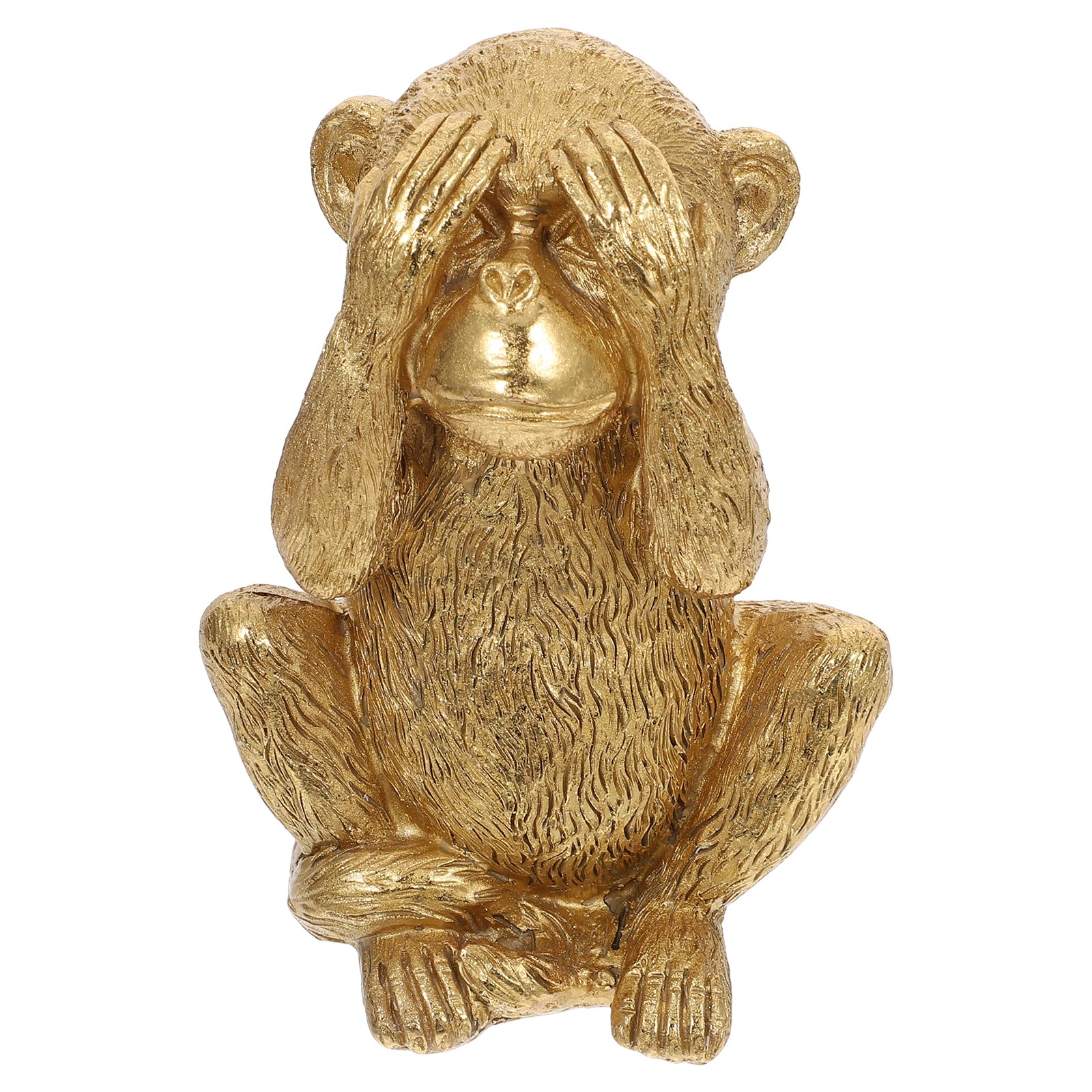 TEHAUX Wise Monkeys Statue, 'See No Evil' Gold Monkey Decor Resin ...