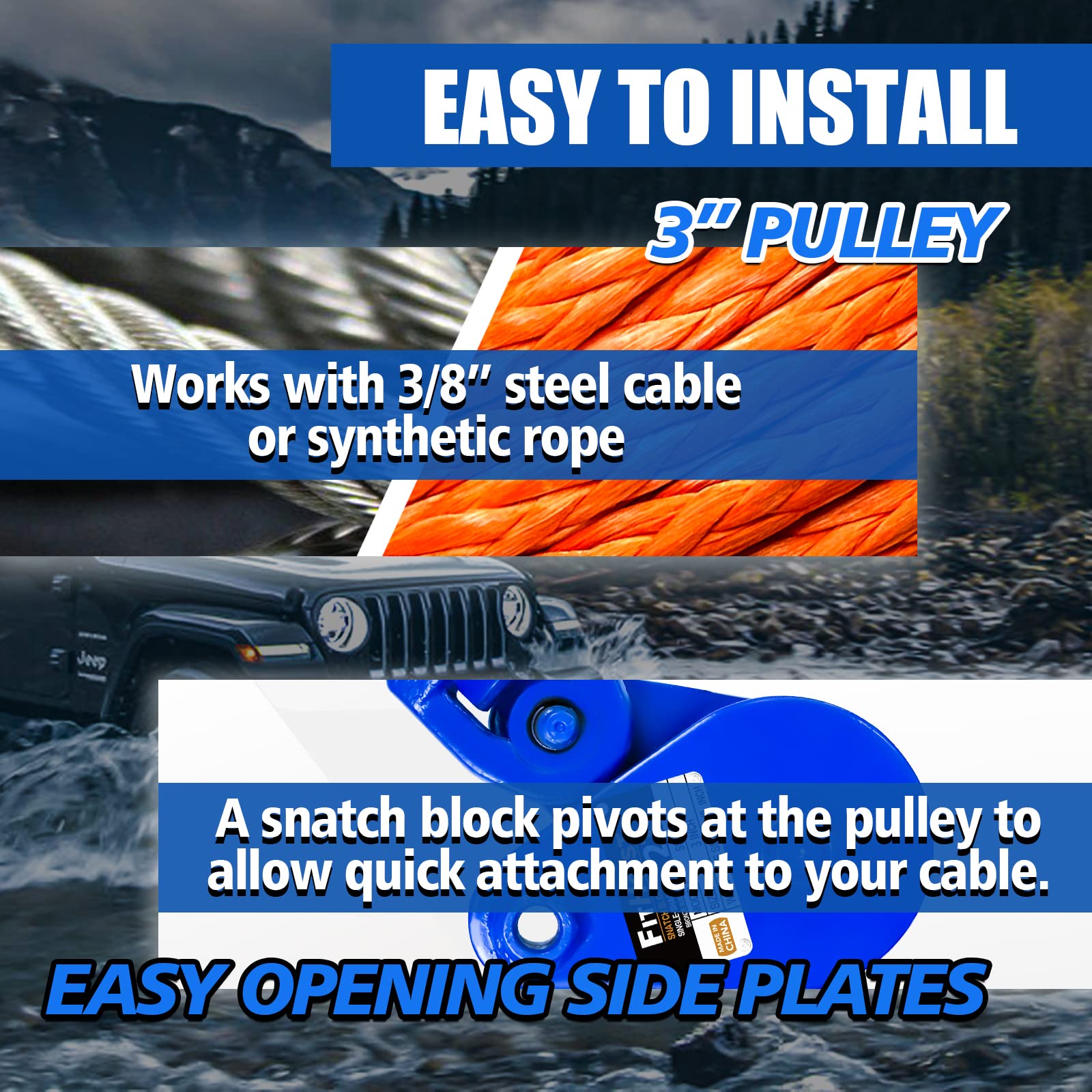 Mua FITHOIST 2 Tons Snatch Block with Hook | 3" Sheave for 3/8" Inch ...