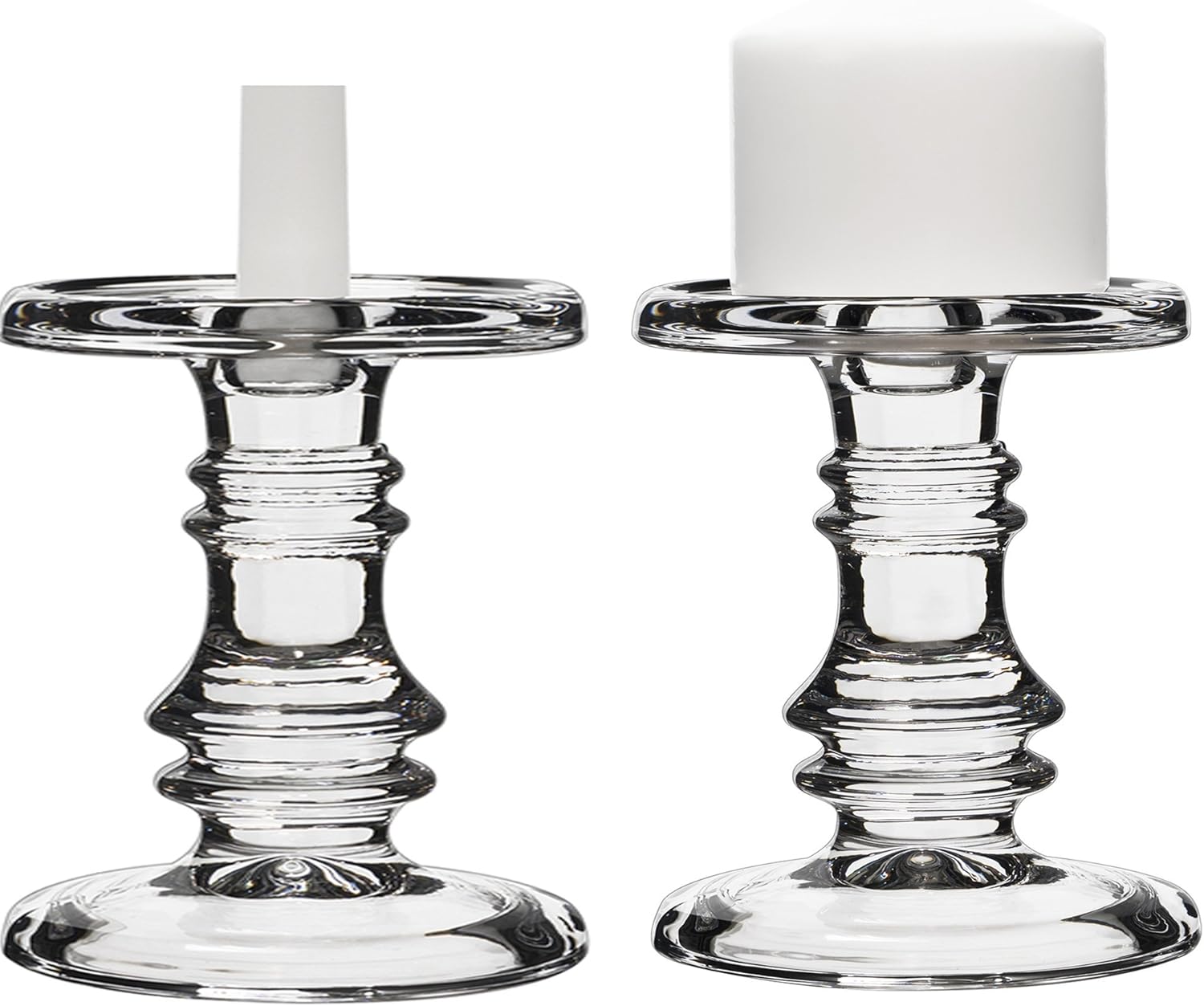 Amazon.com: CYS EXCEL Glass Candle Holders for 3" Pillar or 3/4" Taper Candle. Candle Holder ...