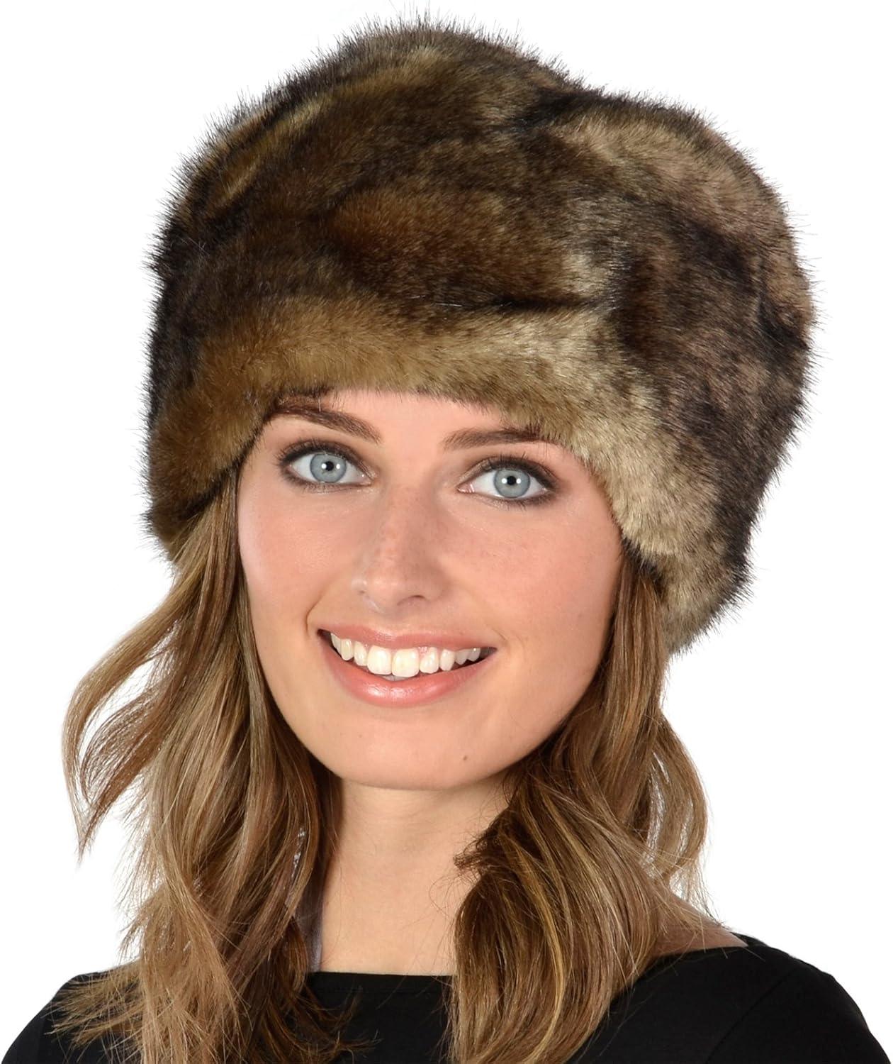 Womens Classic Brown Stylish Faux Fur Russian Cossack Hat Winter ...