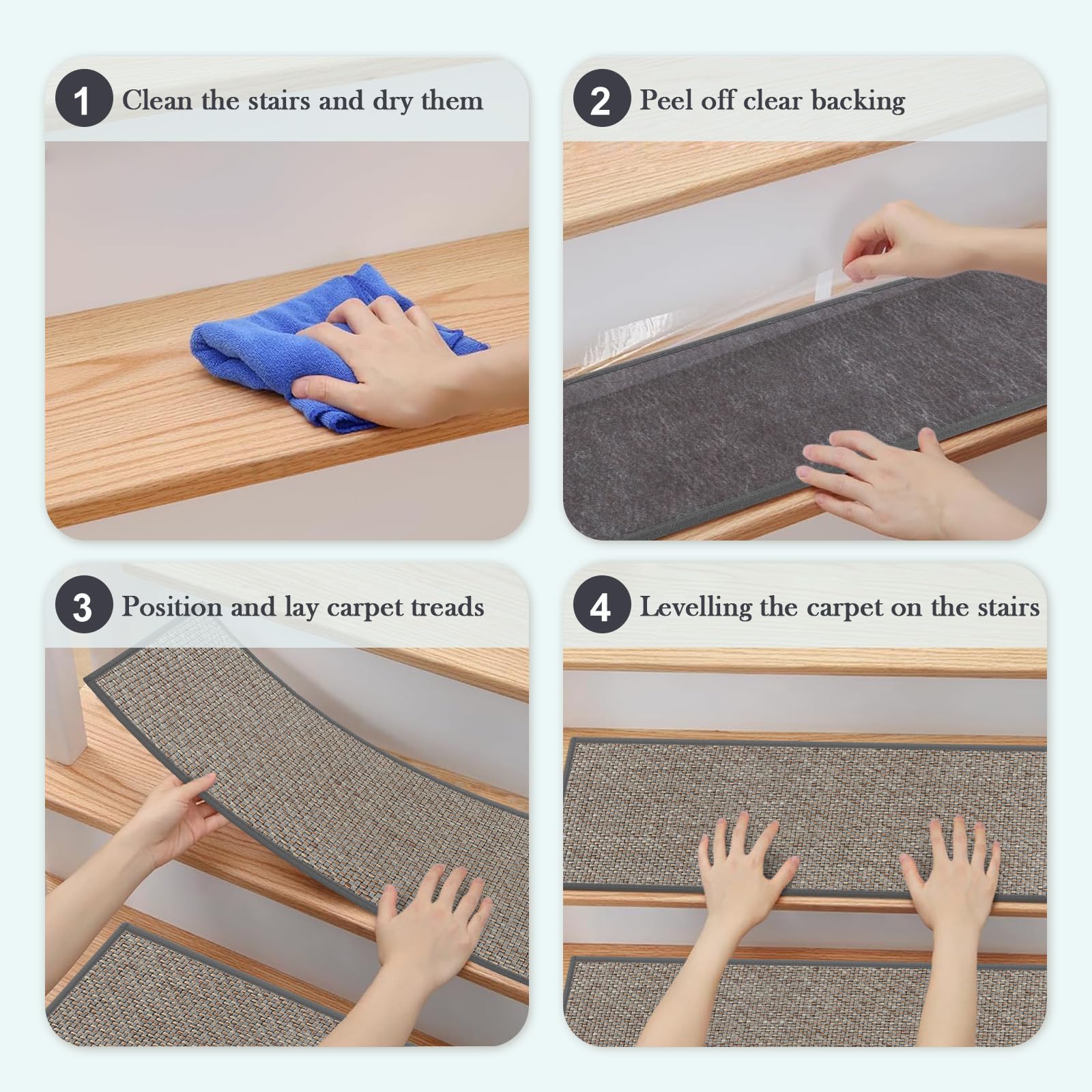 Mua Tiveney Stair Treads Non Slip 15PCS 8"x30" Linen Stair Runner, Self ...