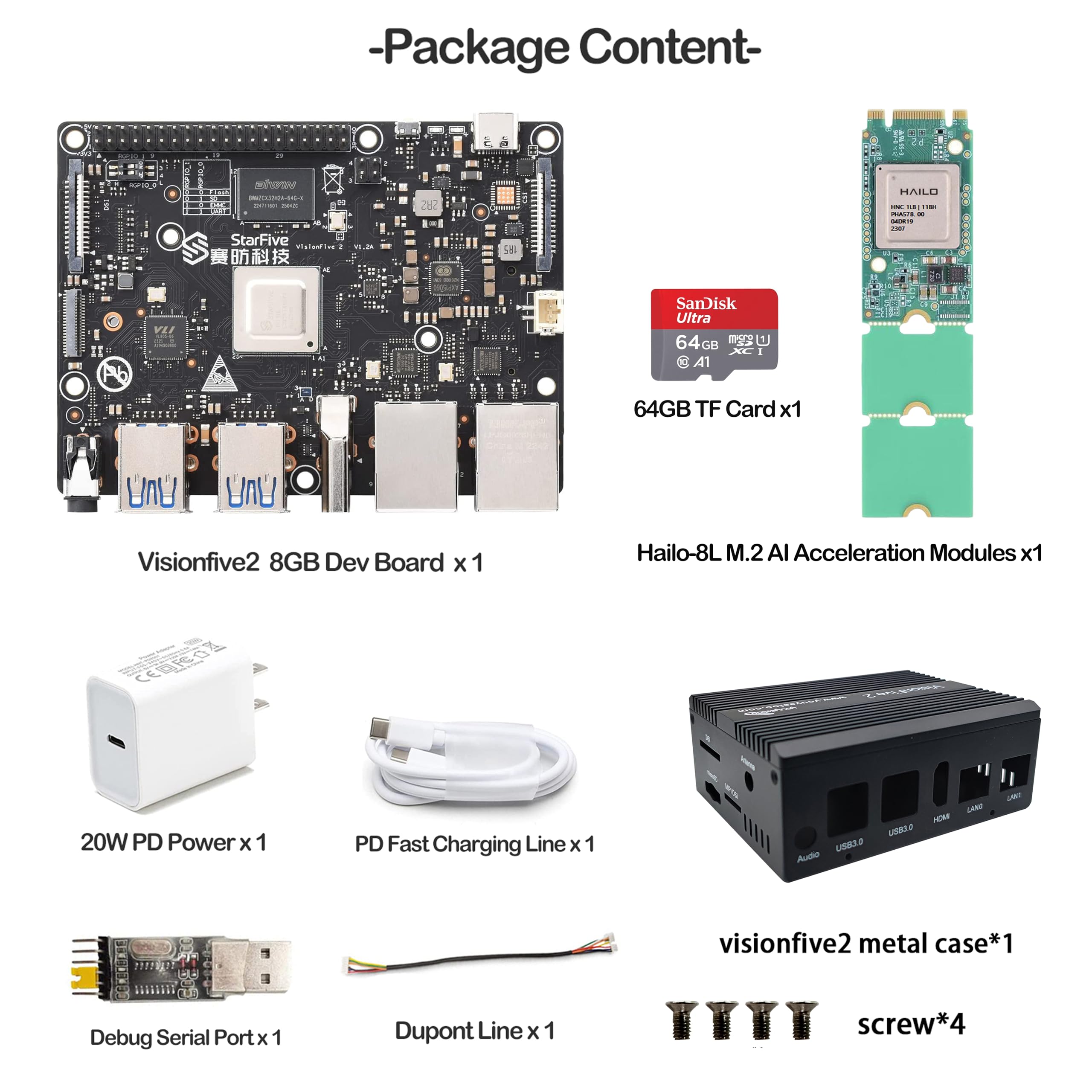 Visionfive2 Hailo RISC-V Linux AI Single Board Computer Kit, Hailo-8L M ...
