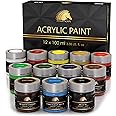 Amazon.com: Acrylic Paint Set - 12 x 100ml Bottles - Artist Quality ...