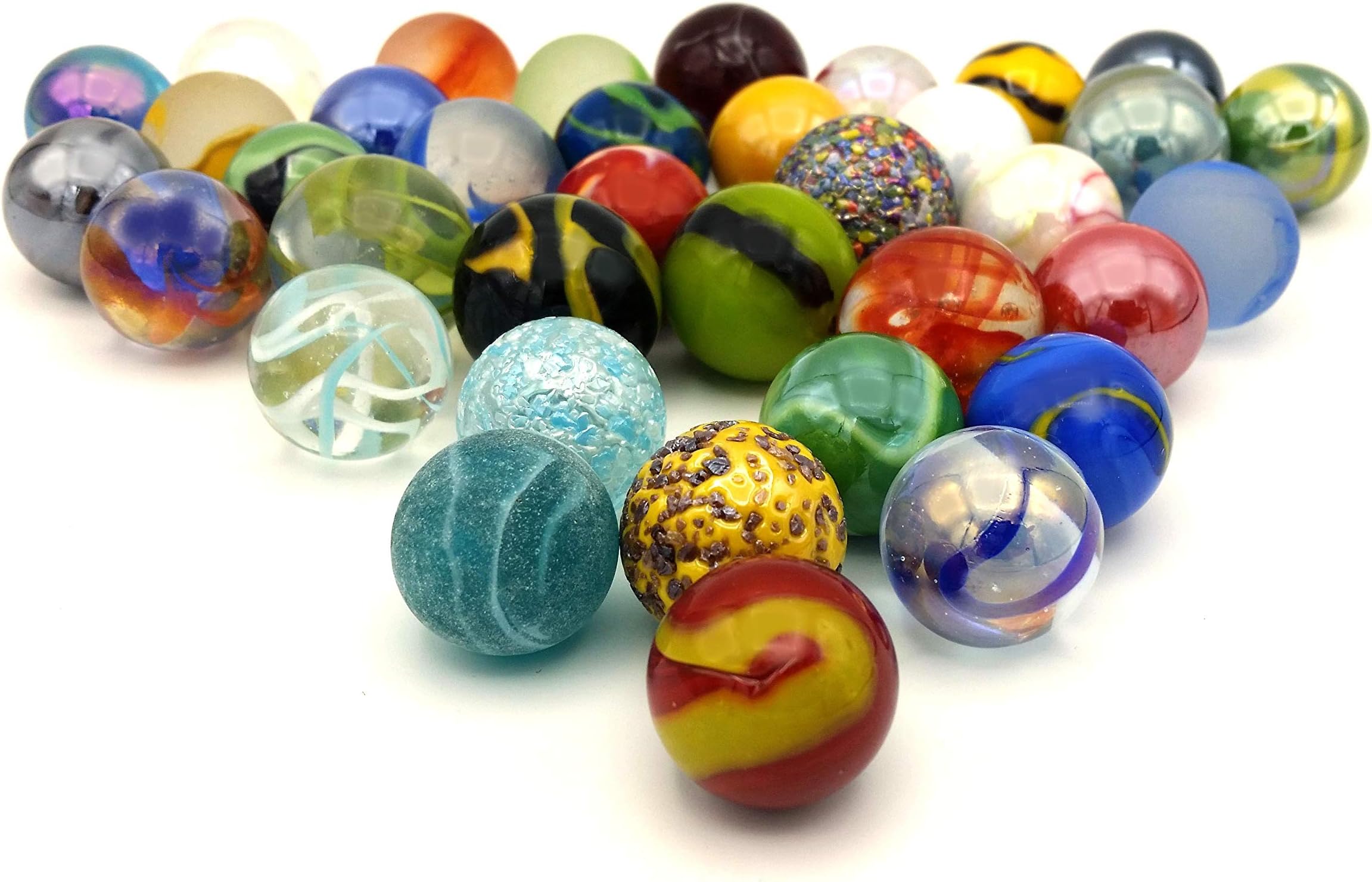 Mega Marbles Glass Shooters, Set of 50 Assorted Colored Bulk - 1 ...
