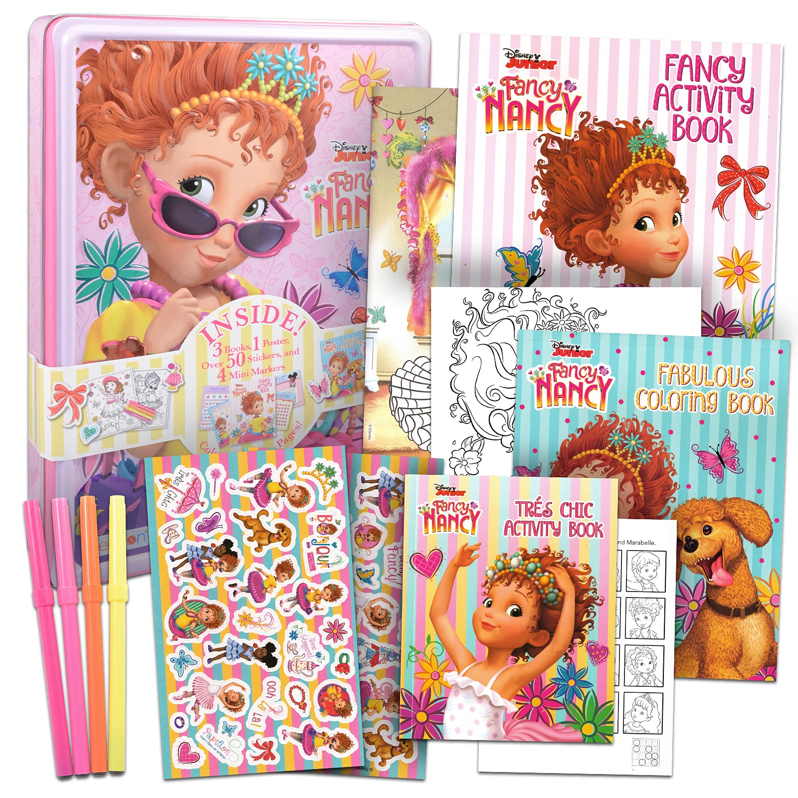 Disney Fancy Nancy Coloring and Activity Book Tin Container Super Set - Deluxe Tin Filled with ...