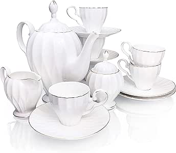 Amazon.com | BTaT- Royal Tea Set, 6 Tea cups (5oz), Tea Pot (38oz ...