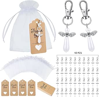 Amazon.com: 120 Pieces Angel Design Keychain Favors Set, Metal Angel ...