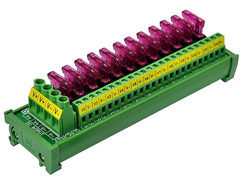DC Power Fuse Distribution Strip Module (12 Position, DIN Rail Mount ...