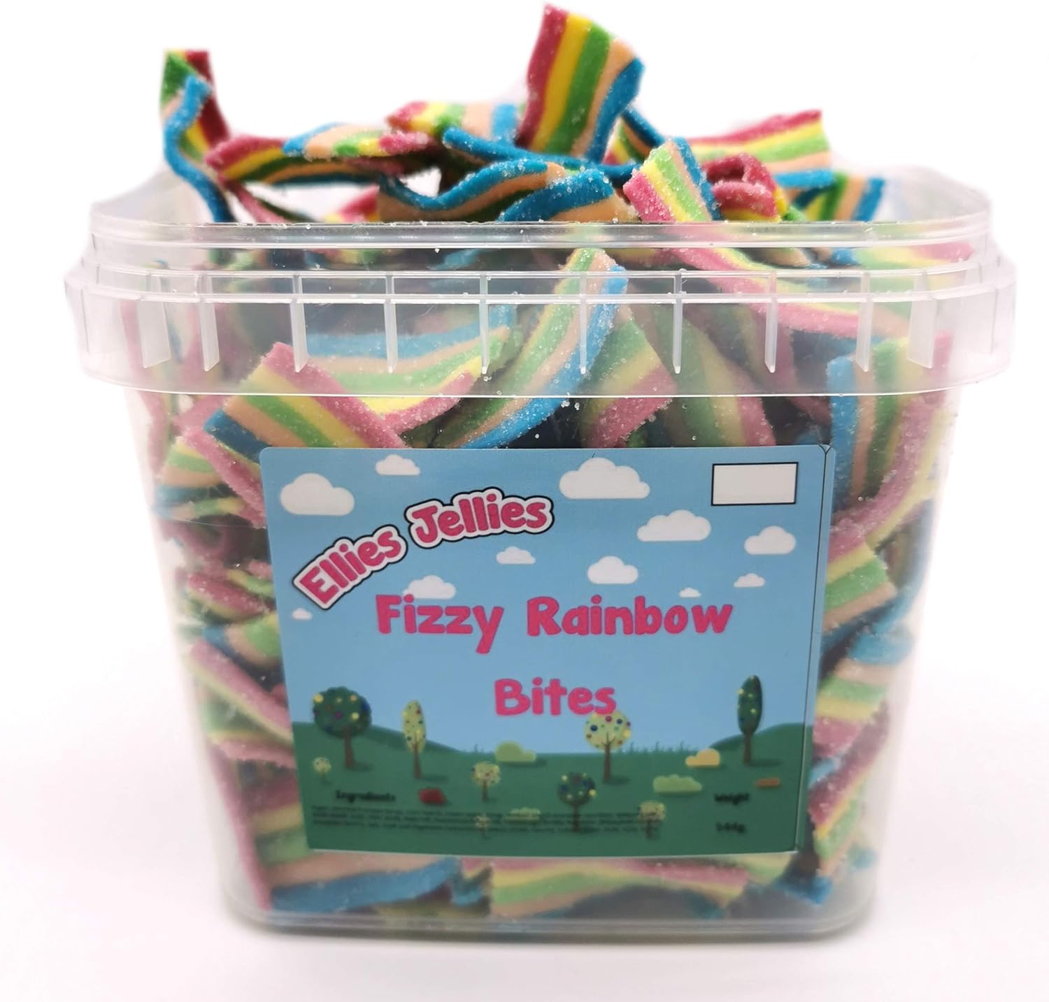Ellies Jellies® Fizzy Rainbow Bites 544g Square Tub: Amazon.co.uk: Grocery
