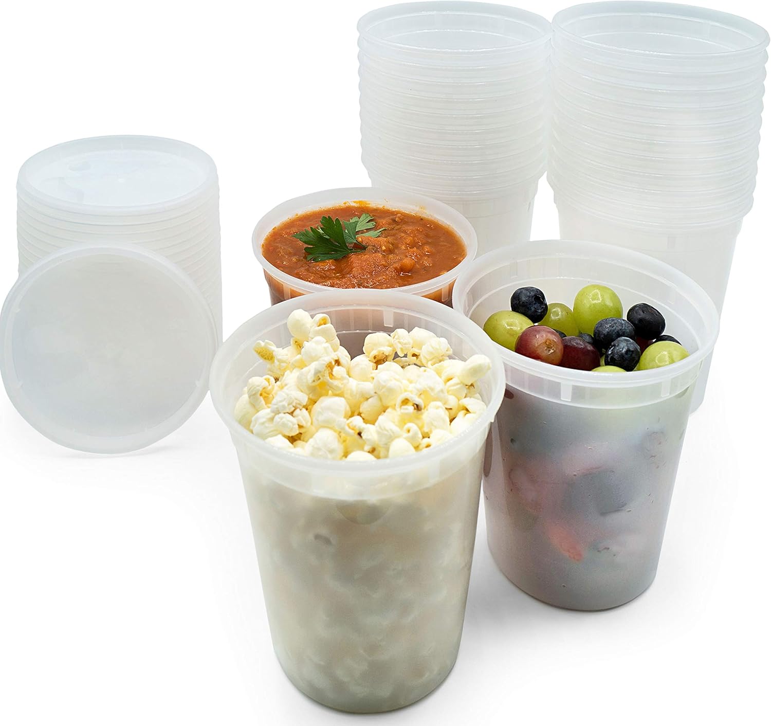 Amazon.com: [24 Pack - 32 oz] Plastic Soup Cups Deli Food Storage ...