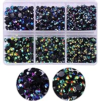 Amazon.com: 3000pcs Flatback Rhinestones for Crafts,Black AB Crystals ...