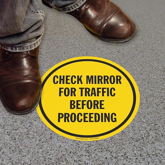 SmartSign "Check Mirror For Traffic Before Proceeding" Anti Slip ...