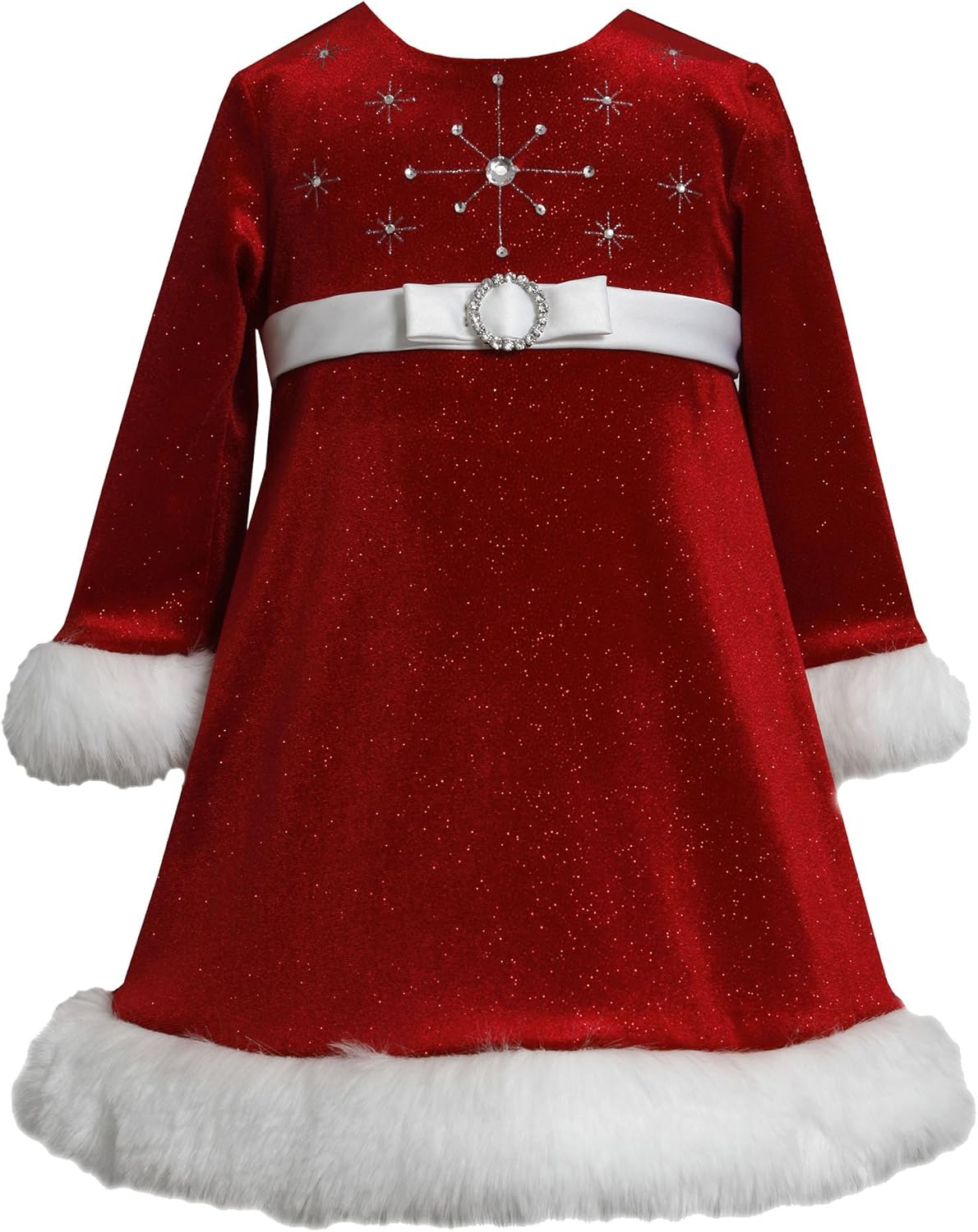 Amazon.com: Bonnie Baby Christmas Holiday Red Velvet Santa Dress 3T ...