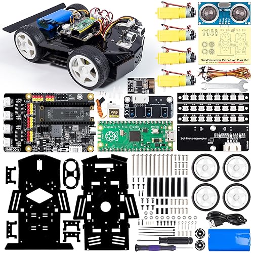 Sunfounder Robot Car Kit For Raspberry Pi Pico Open Source Micropython App Control Rgb Led