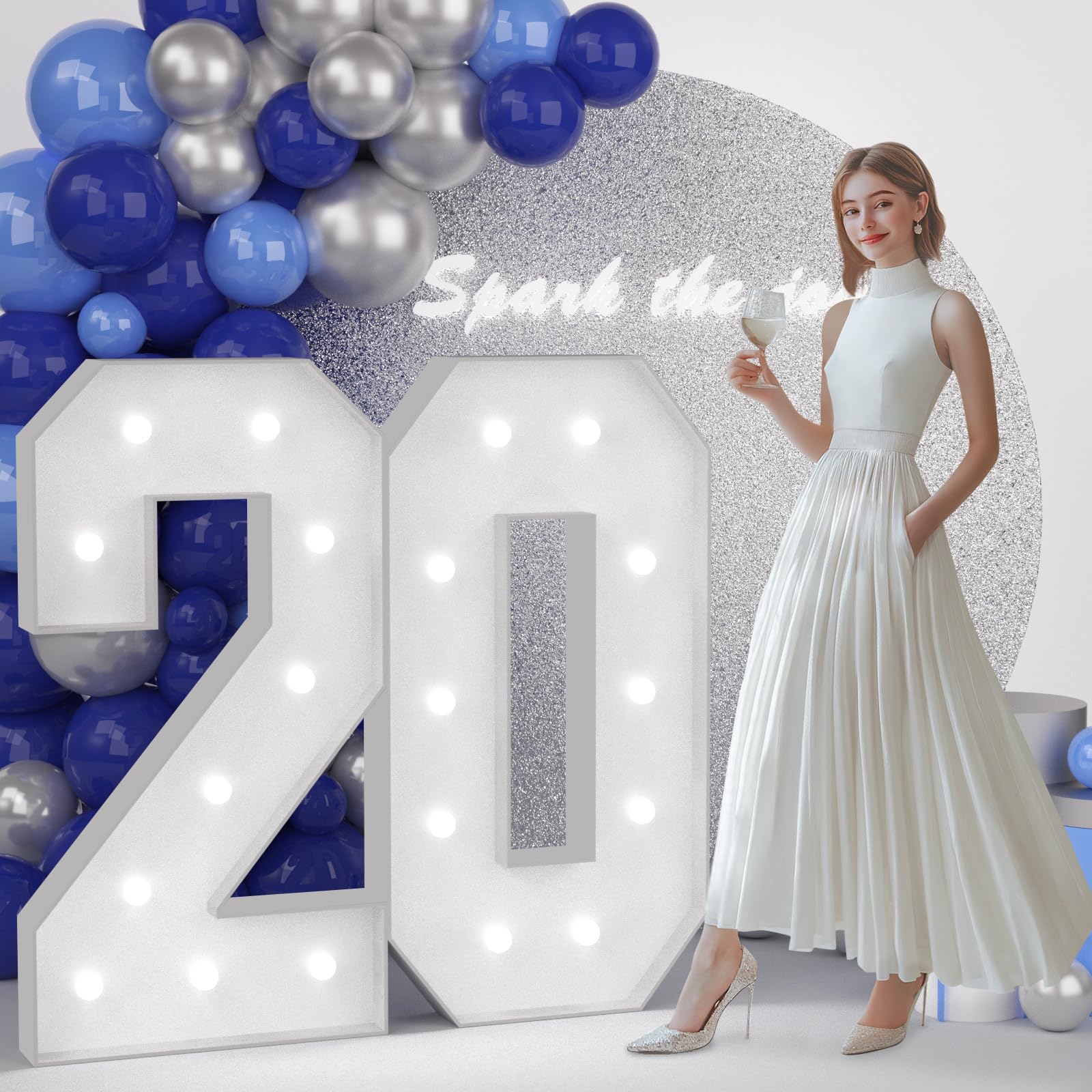 JoyMuse 4FT 20 Marquee Numbers, Large Light Up Numbers 20 for 20th ...