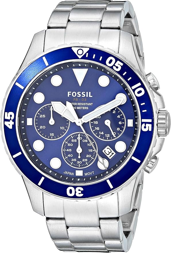 Fossil Men's FB-03 Quartz Stainless Chronograph Watch, Color: Silver ...