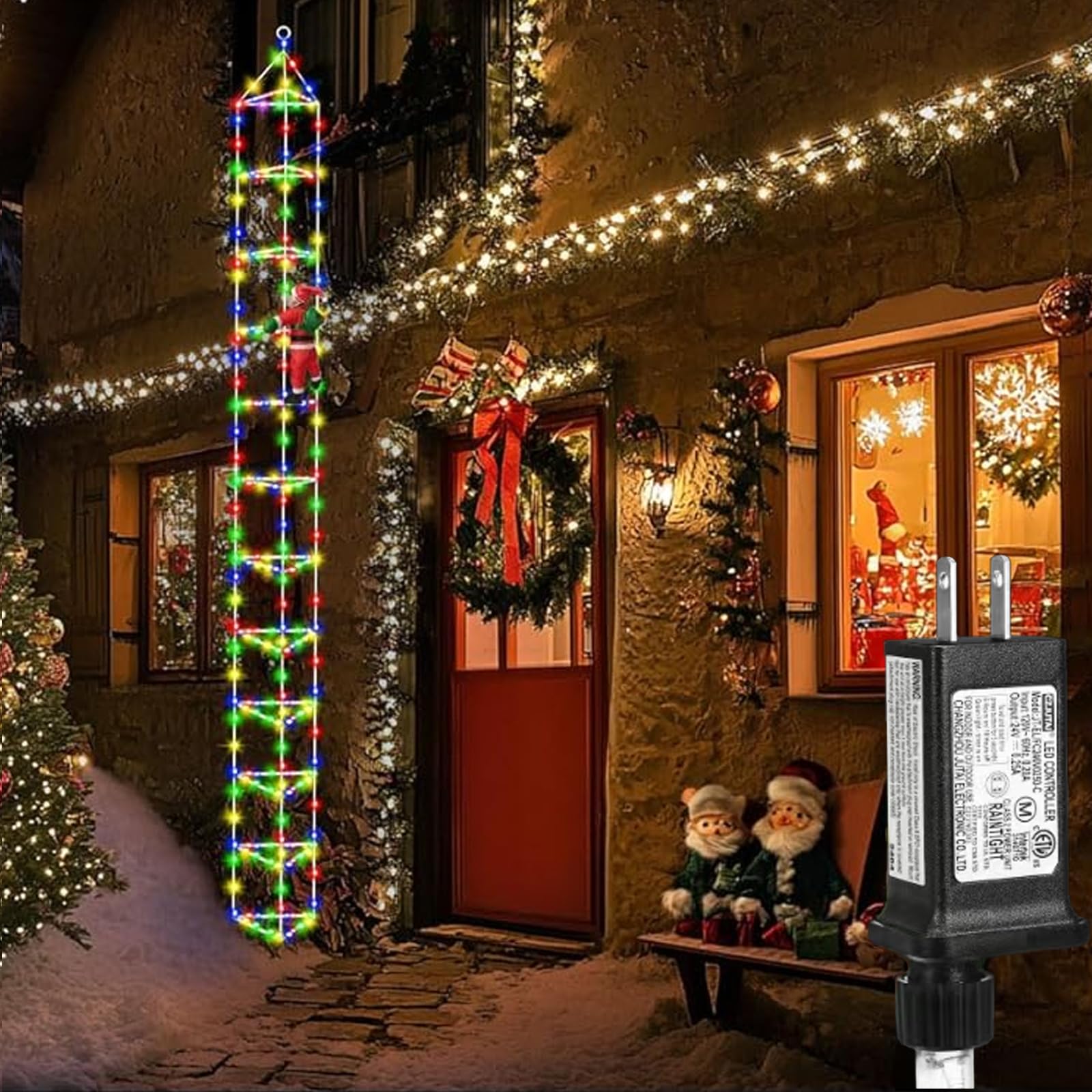 Outdoor Christmas Decorations 10ft Christmas Decorative Ladder Lights ...