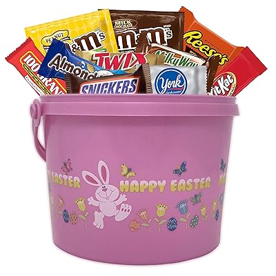 Buy Pink Easter Plastic Bucket with 2lbs Individually Wrapped ...