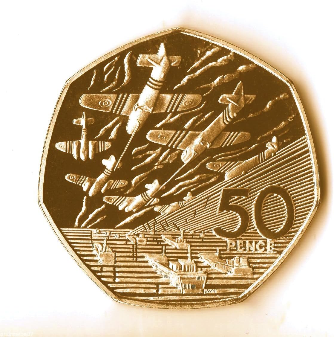 24K carat Gold Plated Fine 1994 D-Day British Fifty Pence / 50p Coin ...