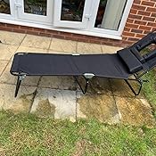 Outsunny Sun Lounger Foldable Reclining Chair with Pillow and Reading ...