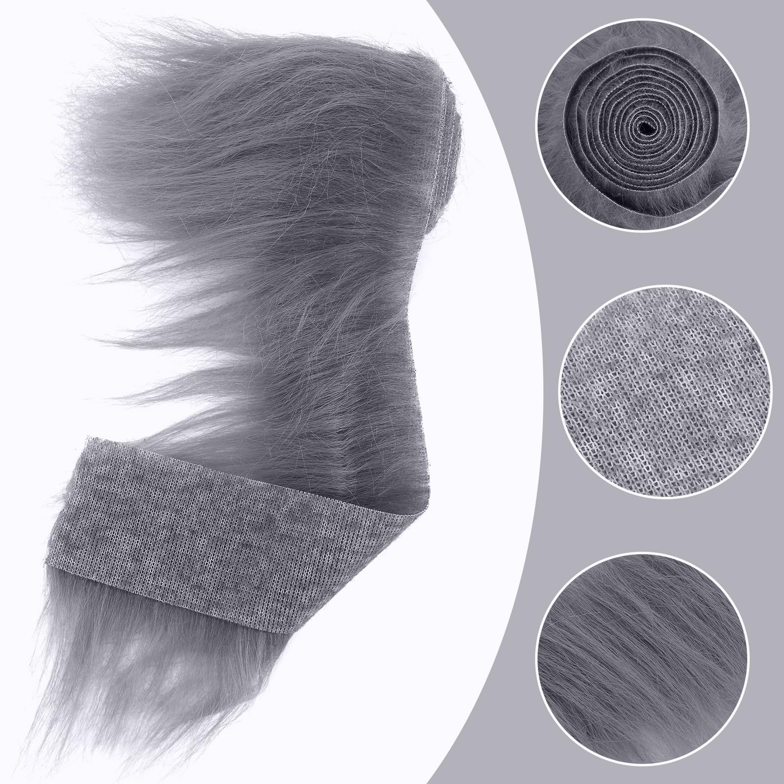 Lusofie Faux Fur Fabric Precut Strips Shaggy Plush Grey Fur 2x71inch ...