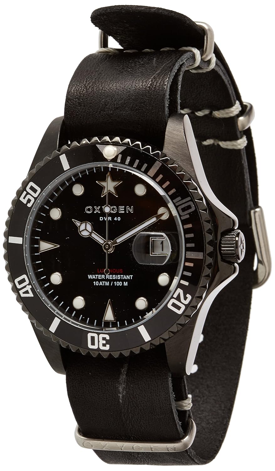 Oxygen Moby Dick Black 40 Mens Quartz Watch with Black Dial Analogue ...