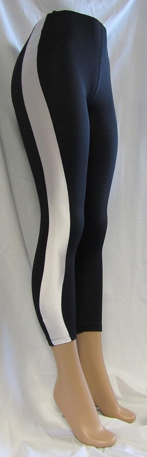 White Satin Stripe Leggings HosierysizesN: Small / Medium at Amazon ...