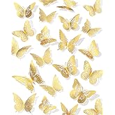 Amazon.com: 144 Pcs Gold Butterfly Wall Decor, 3D Butterfly Stickers 6 ...