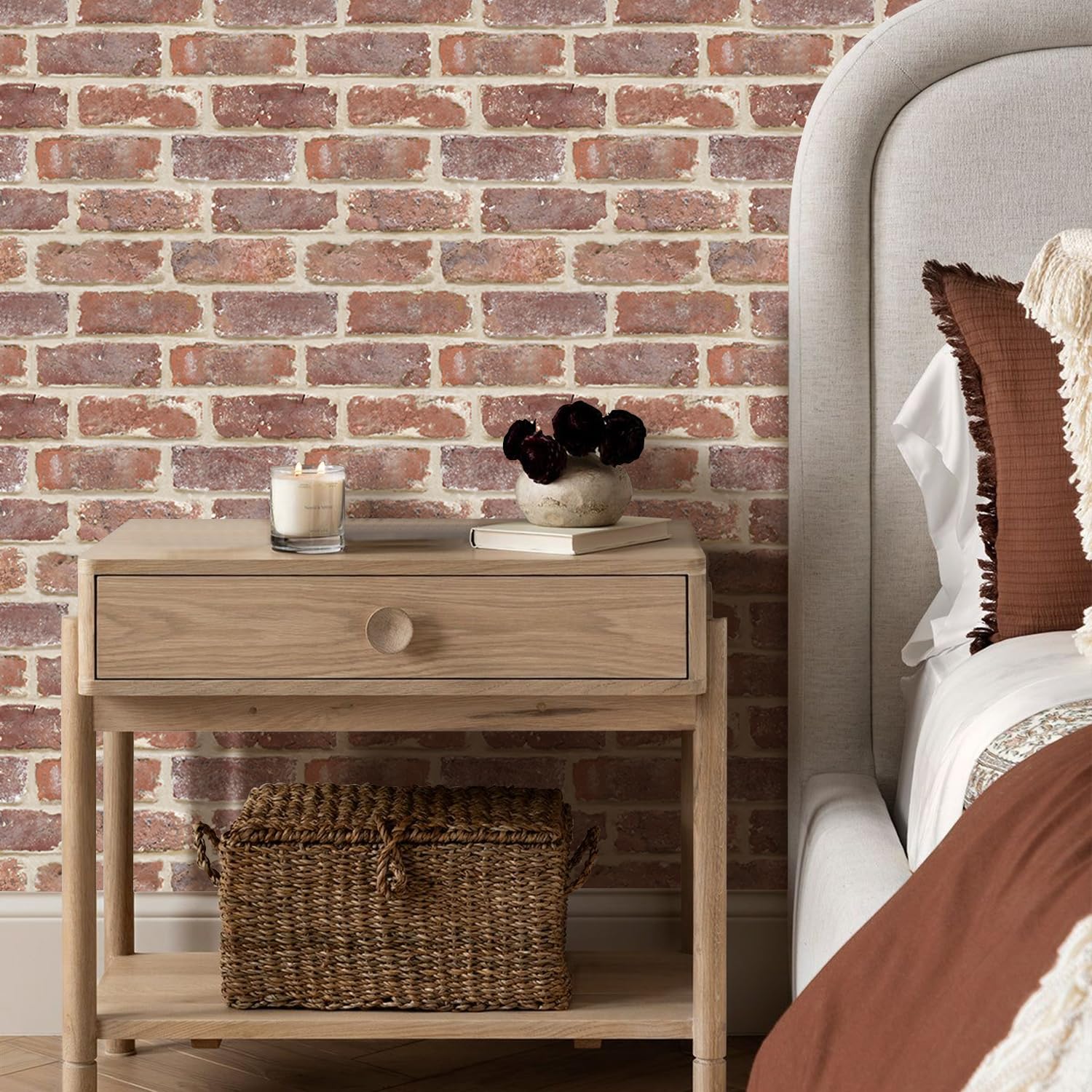 COMSTICKC 3D Red Brick Wall Panels, Peel And Stick Brick Tiles, 10 Pcs ...