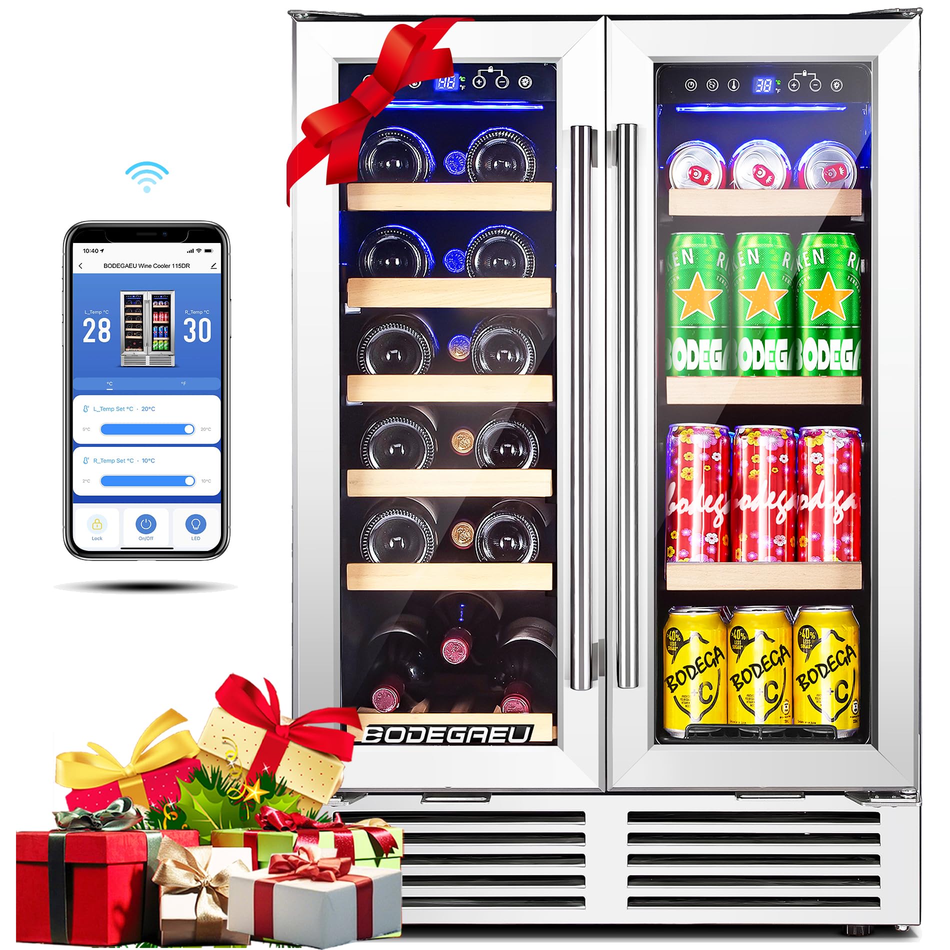 BODEGA 24 Inch Wine and Beverage Refrigerator, Dual Zone Wine and Bar ...