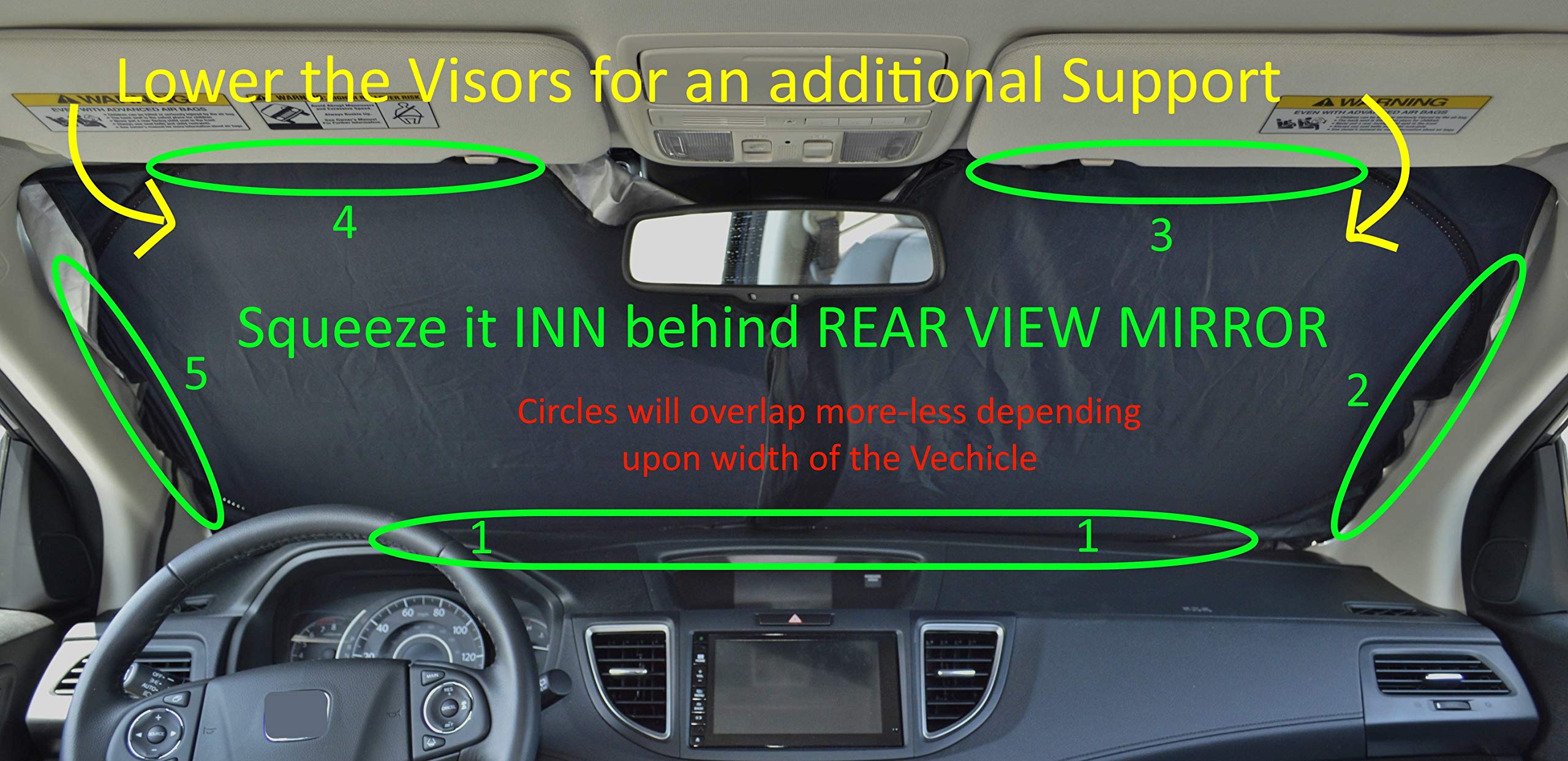 Mua Windshield Sun Shade Find Your Vehicle's Size in Size-Chart for ...