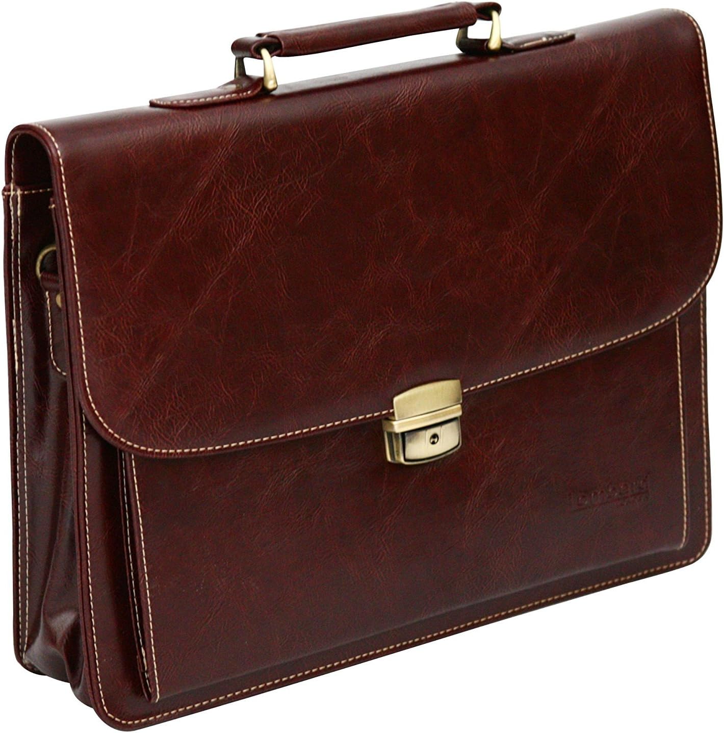 Aktentasche in Lederoptik aus PU - Laptop-Tasche für das Büro - Braun ...