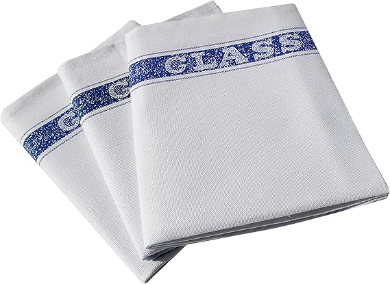 Quick Cleaning Supplies Pack of 10 Cotton Glass Cloth Tea Towel Blue ...