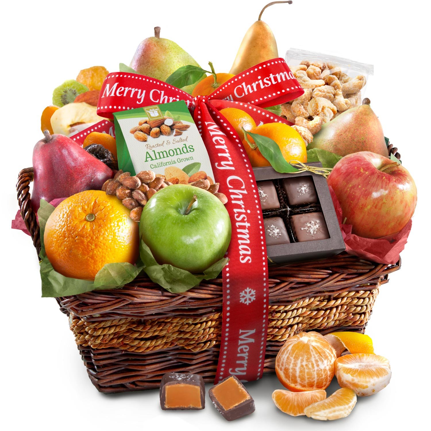 Amazon.com : Merry Christmas Fruit Basket with Cheese and Nuts ...