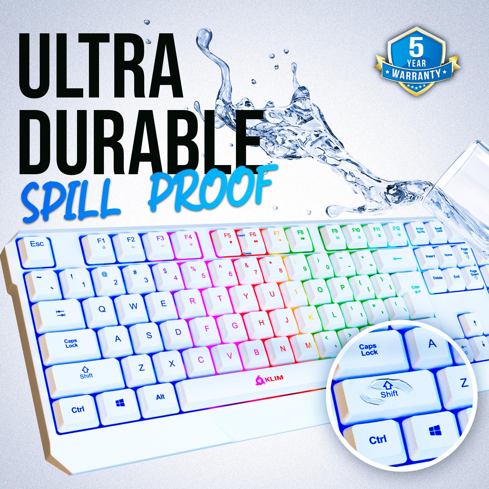 Mua KLIM Chroma White Wireless Keyboard – RGB Backlit, Rechargeable ...