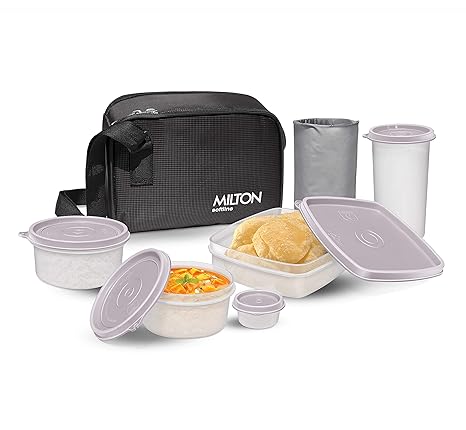 Buy Milton Prime Lunch Plastic Tiffin Box Set, 5-Pieces, Black Online ...