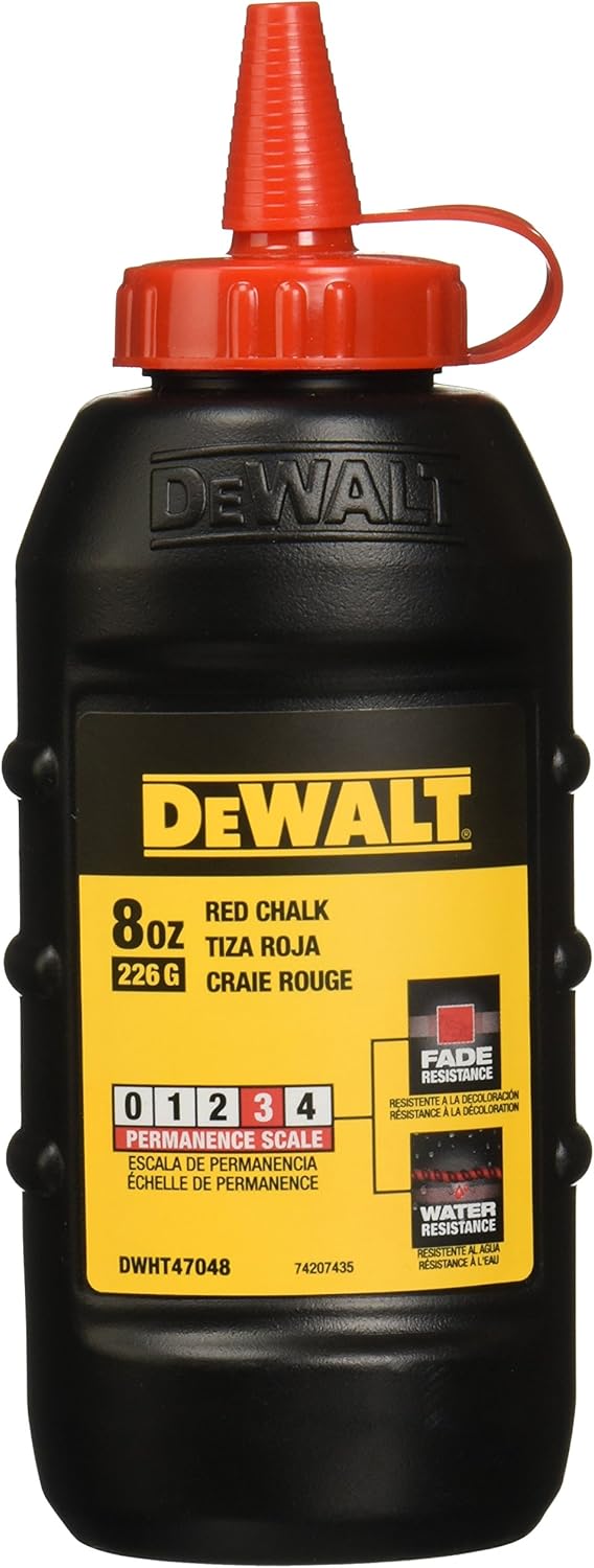 DeWalt DWHT47048L 8 oz High-Grade Red Marking Chalk with Oval Shaped ...