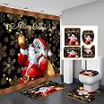 Amazon.com: Peryiter Christmas Black Santa Claus Shower Curtain Sets ...