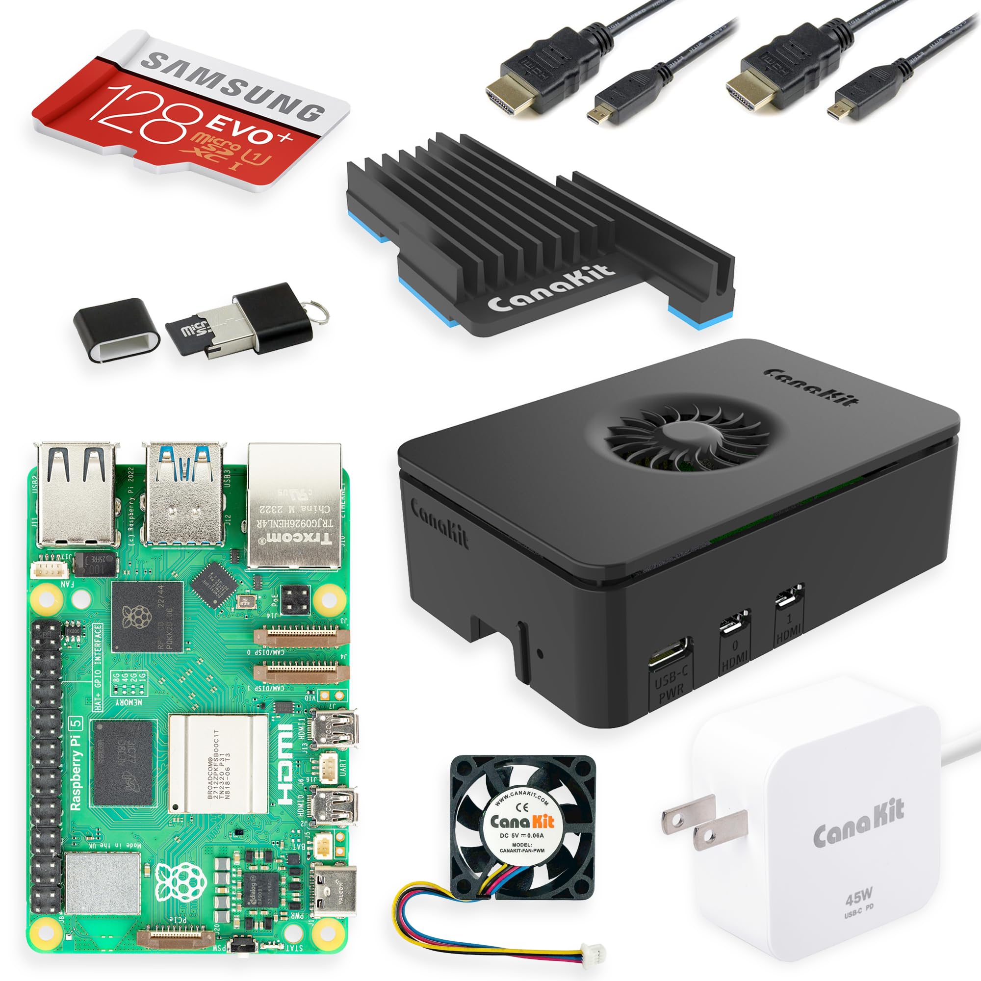 CanaKit Raspberry Pi 5 Starter Kit PRO - Turbine Black (128GB Edition) (4GB RAM) on Galleon ...