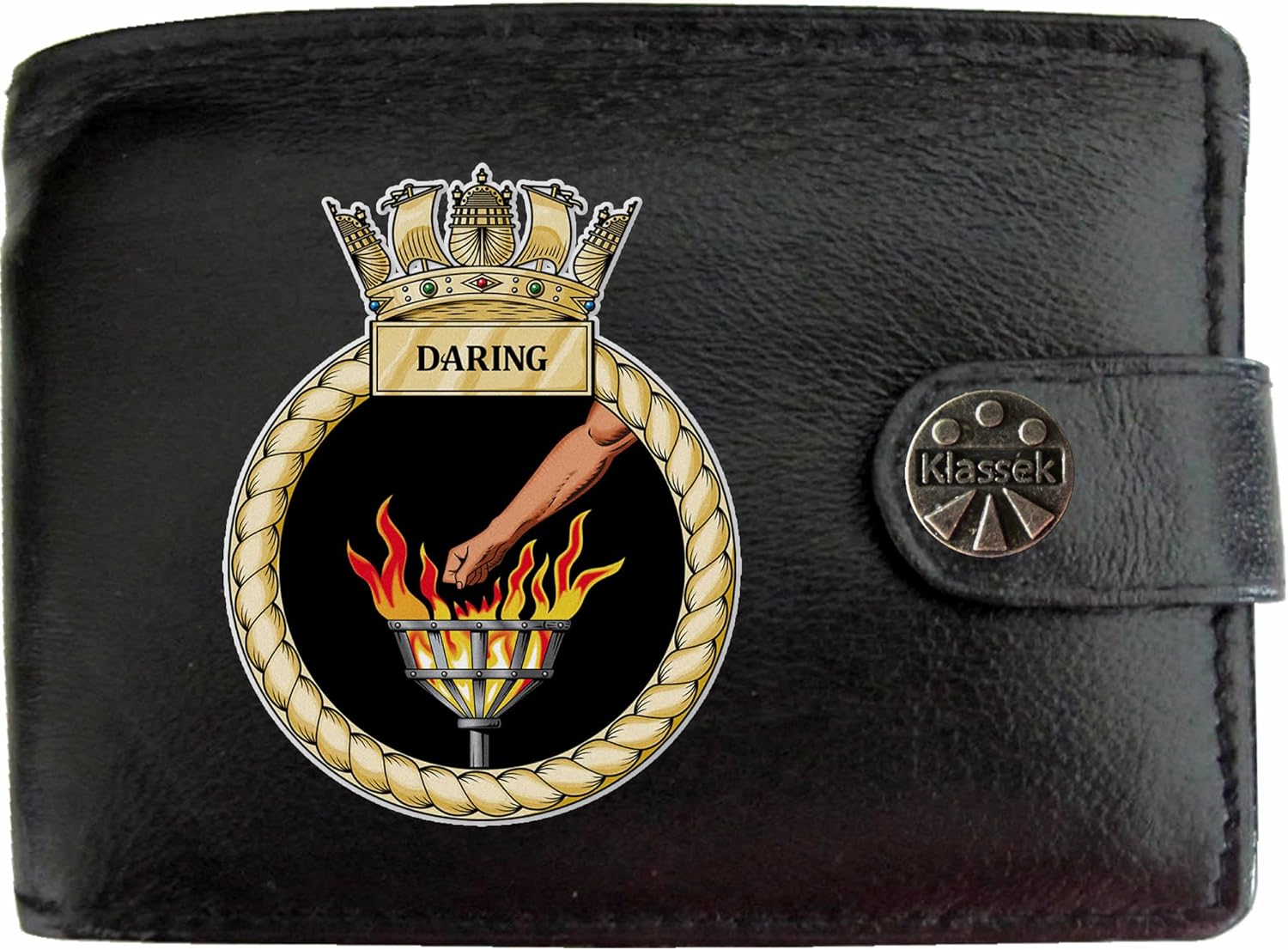 HMS Daring image on KLASSEK Brand Men Wallet Purse Real Black Leather ...
