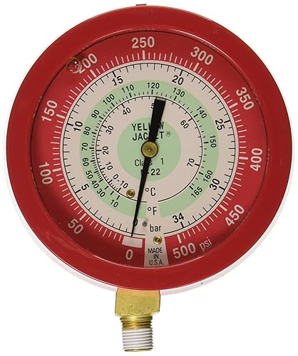 Yellow Jacket 49511 3-1/2" Liquid-Filled Gauge (Degrees F and Degrees C ...