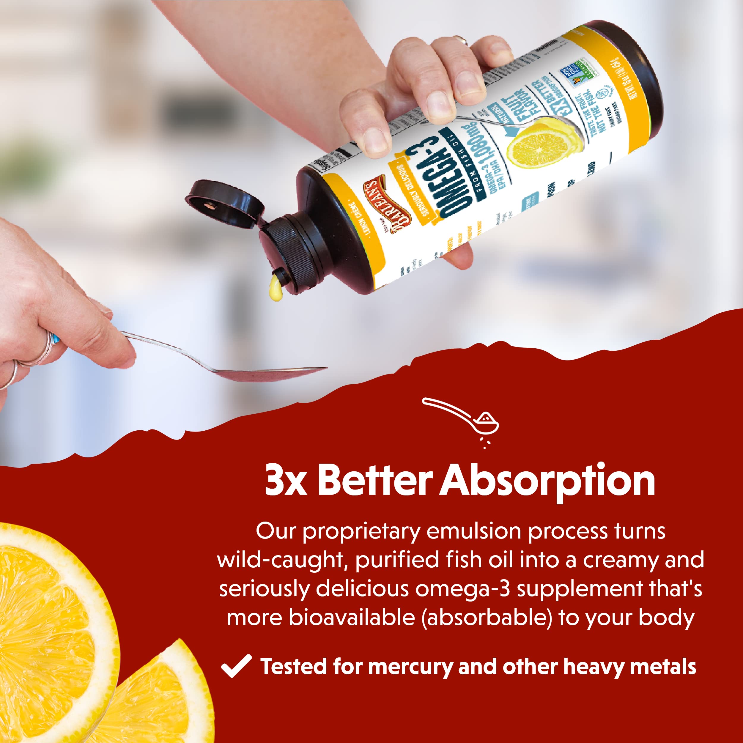 Mua Lemon Crème Omega 3 Fish Oil Liquid Supplement, 1080mg of Omega 3 ...