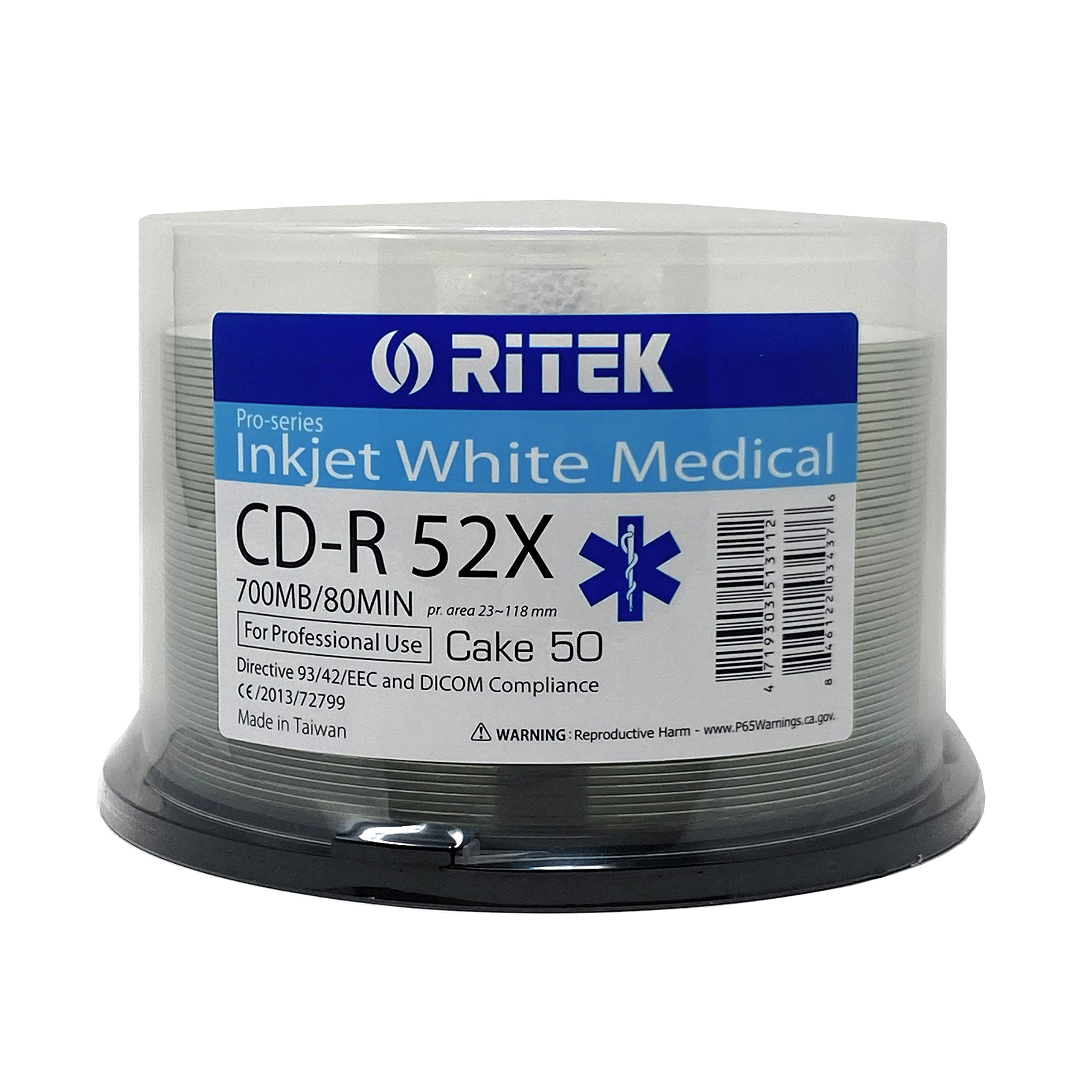 Mua 50 Pack Ritek Medical Grade CD-R 52X 700MB/80Min Directive 93/44 ...
