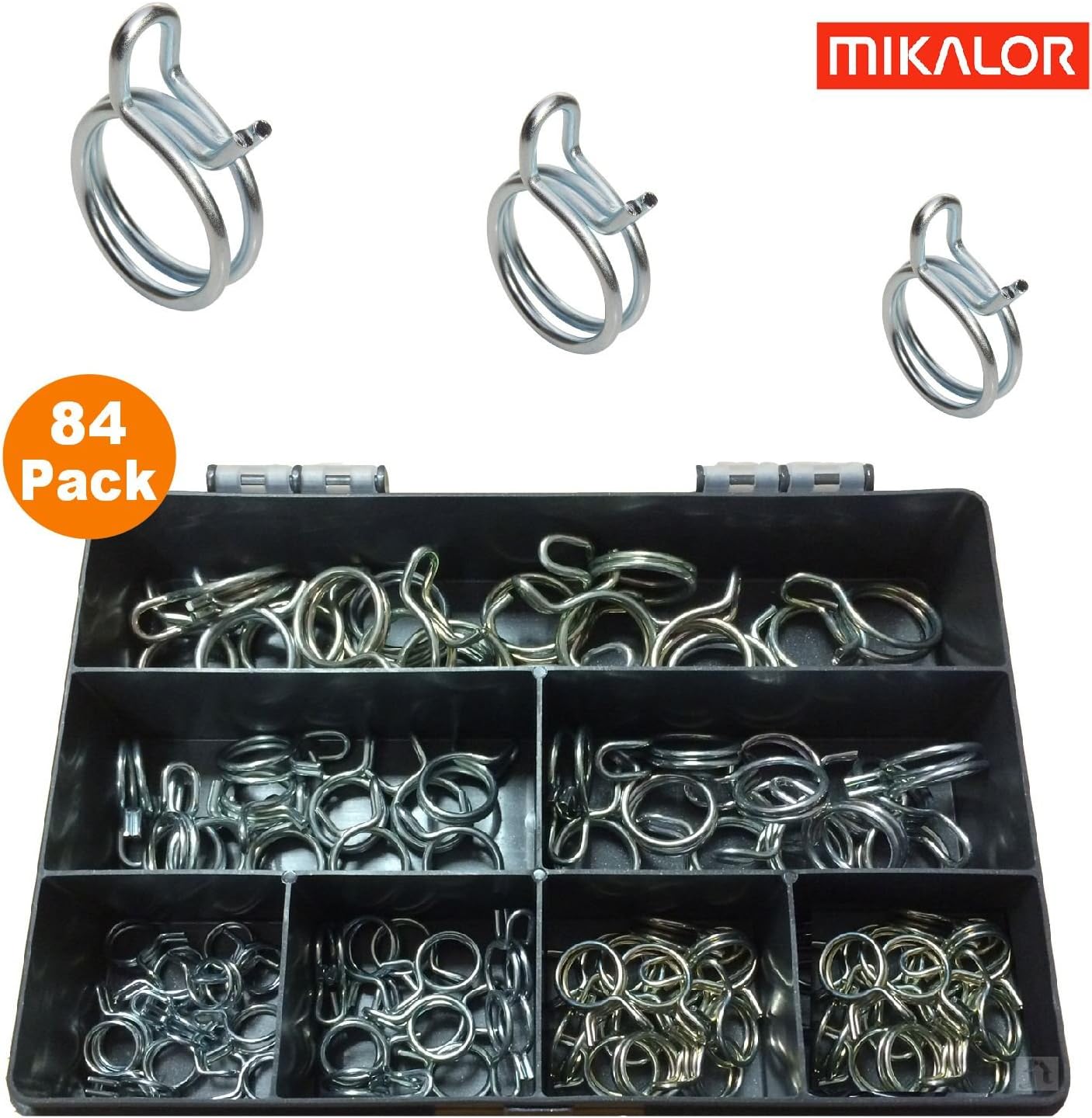 84 x Assorted Mikalor Double Wire Spring Clips Coolant Oil Turbo Hose ...